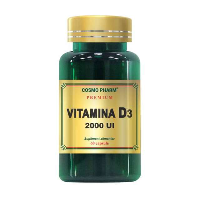 Vitamina D3 2000 UI, 60 capsule, CosmoPharm
